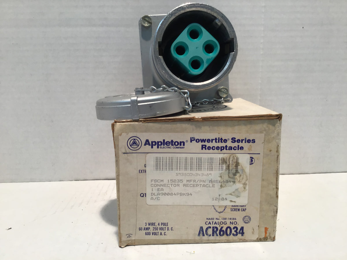 Pin & Sleeve Recepticle Cat# ACR6034 Appleton N.i.b – AA Electric Surplus