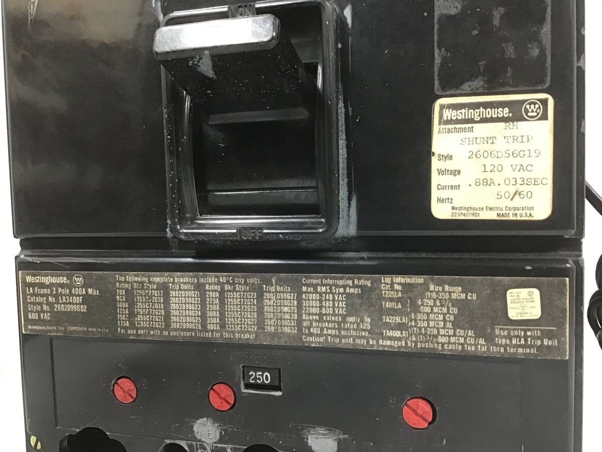 Circuit Breaker LA3400F Westinghouse 3 Pole – AA Electric Surplus